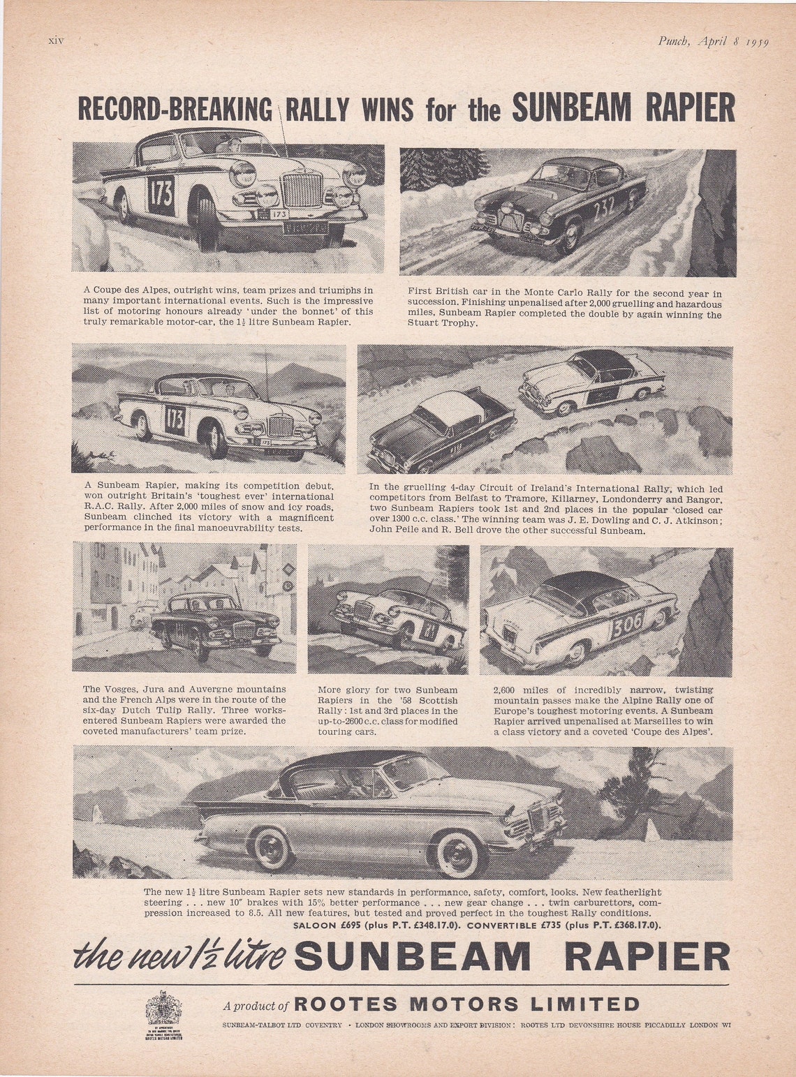 1959 SUNBEAM RAPIER Magazine Advert - Etsy UK