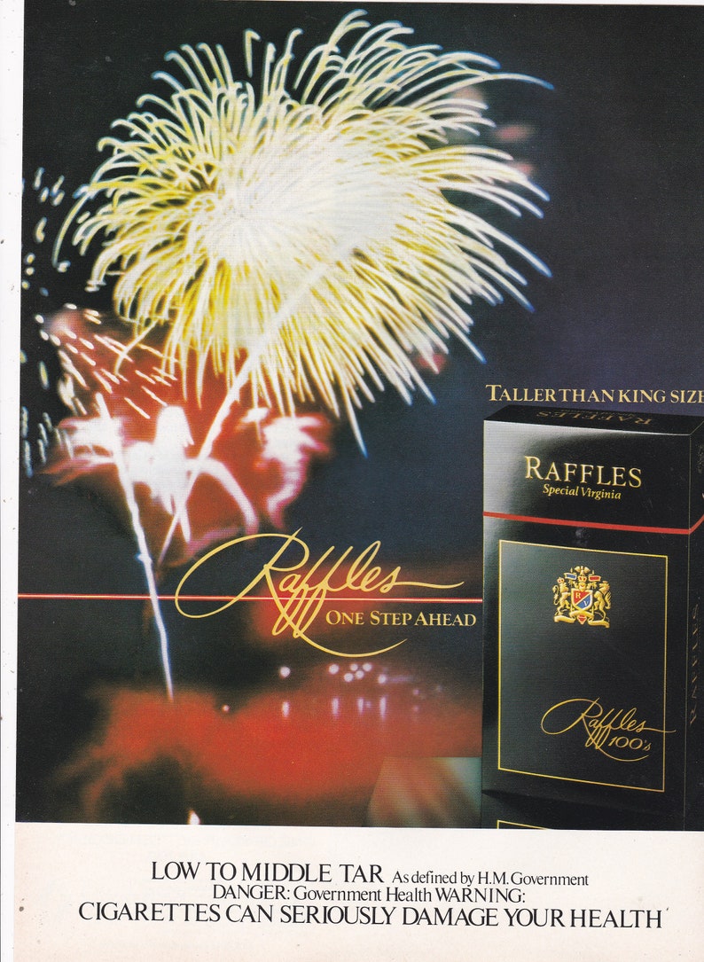 1985 RAFFLES CIGARETTES Magazine Advert - Etsy