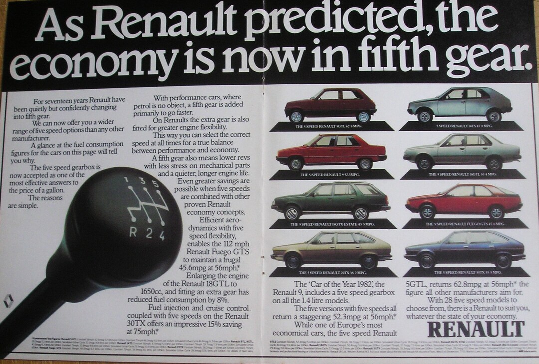 1982 Double Page RENAULT Motor Cars Magazine Advert - Etsy Ireland