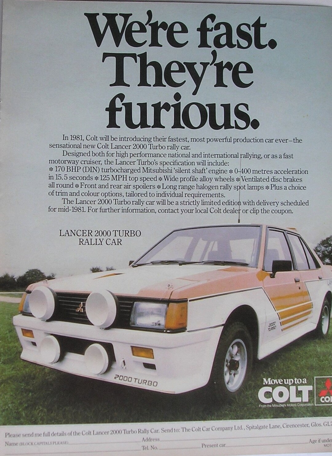 1980 COLT LANCER 2000 TURBO Rally Car Magazine Advert - Etsy