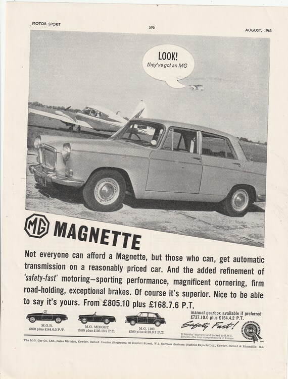 1963 MG MAGNETTE Motor Car Magazine Advert - Etsy