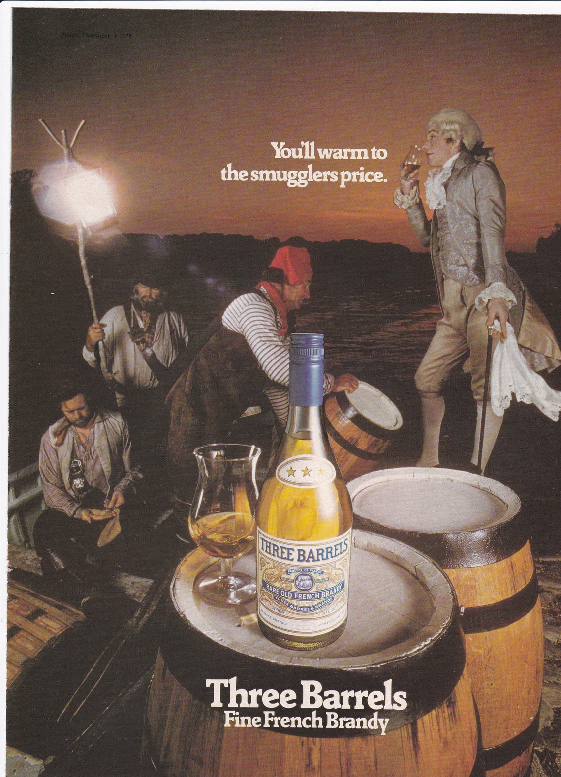 1975 THREE BARRELS BRANDY Magazine Advert - Etsy