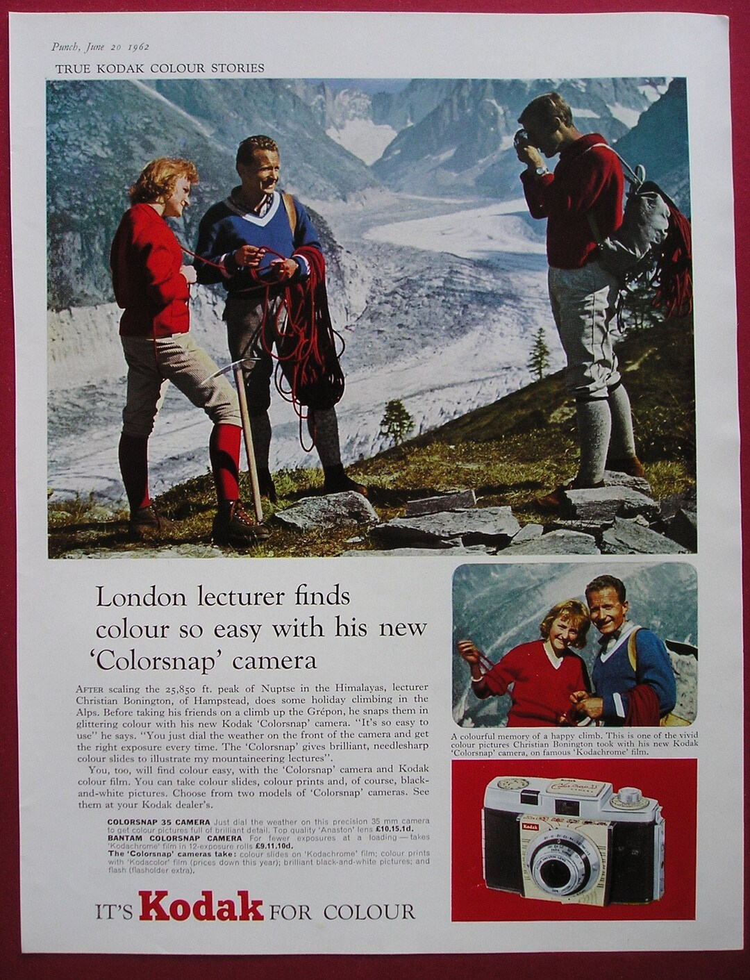 1962 KODAK COLORSNAP CAMERA Magazine Advert - Etsy