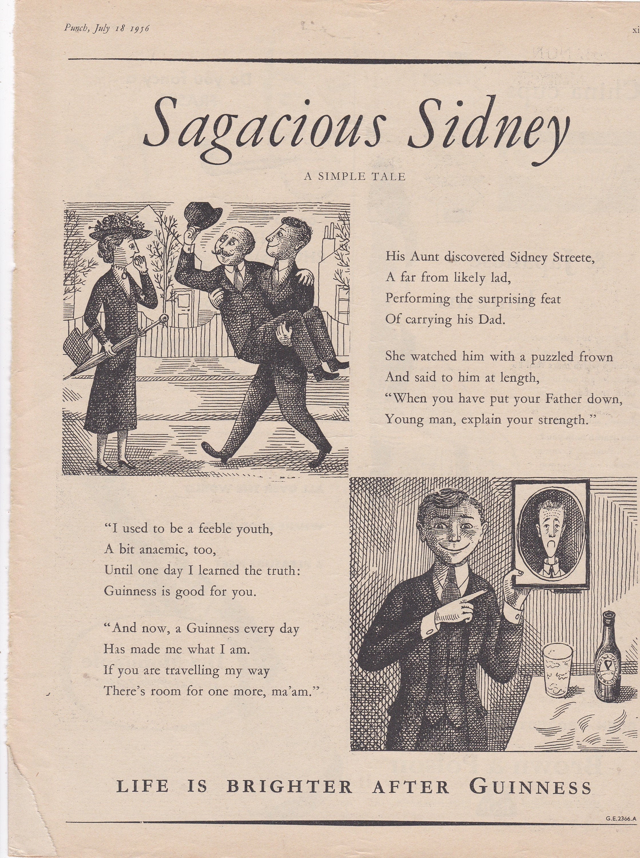 1956 GUINNESS sagacious Sidney Magazine Advert - Etsy