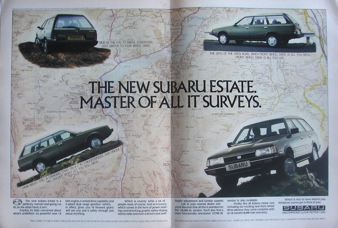 1985 SUBARU ESTATE CAR Double Page Magazine Advert - Etsy