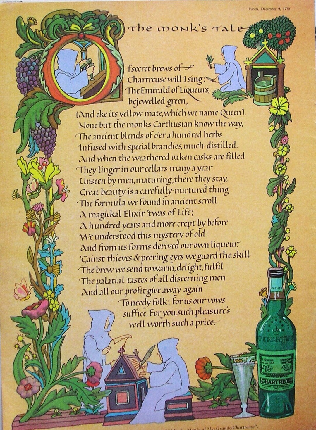 1970 CHARTREUSE LIQUEUR Magazine Advert. the Monks Tale - Etsy