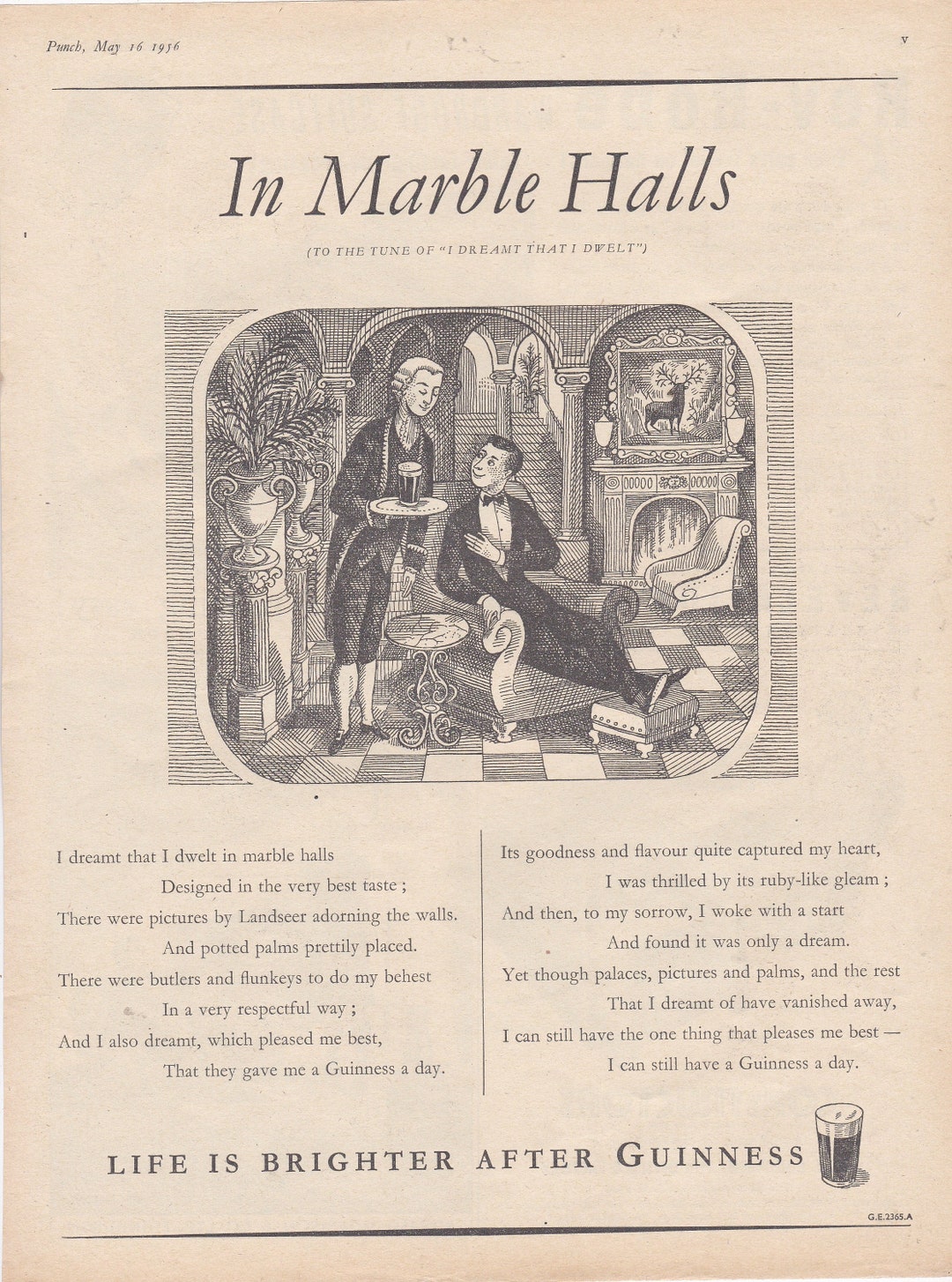 1956 GUINNESS ADVERT in Marble Halls - Etsy