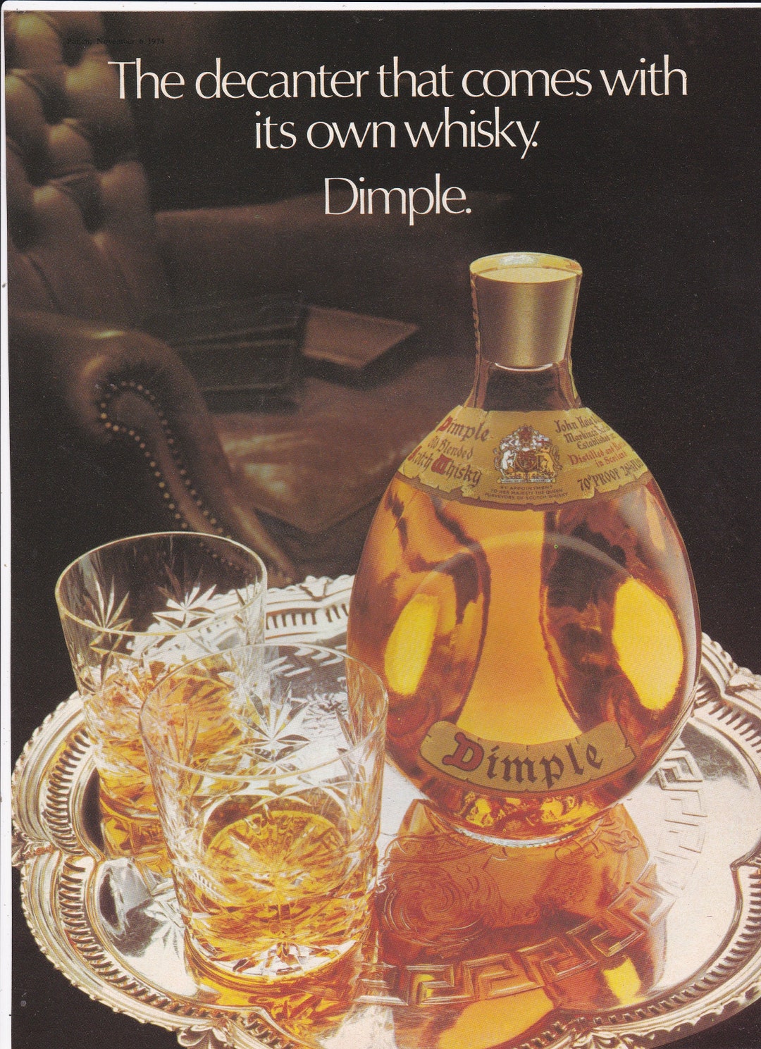 1974 JOHN HAIG DIMPLE Whisky Magazine Advert - Etsy