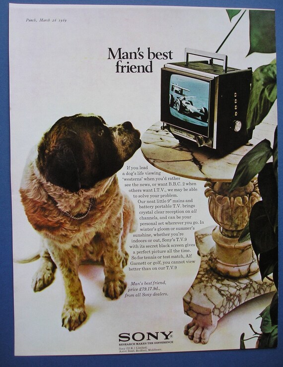 1969 SONY PORTABLE TV Magazine Advert - Etsy