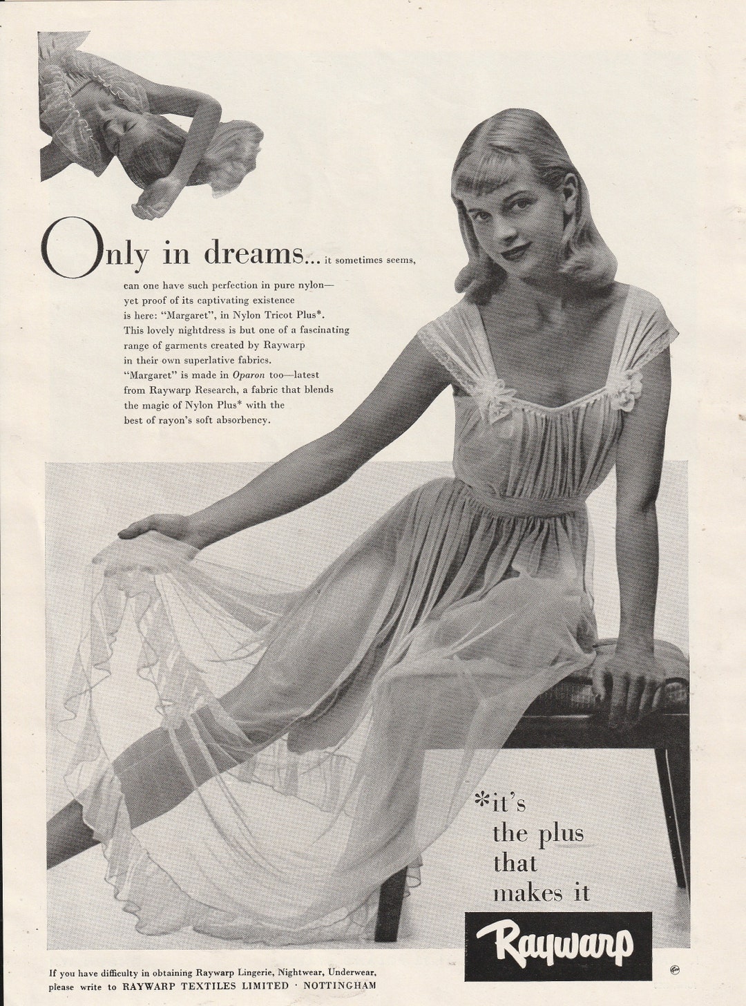 1953 RAYWARP LINGERIE Magazine Advert - Etsy