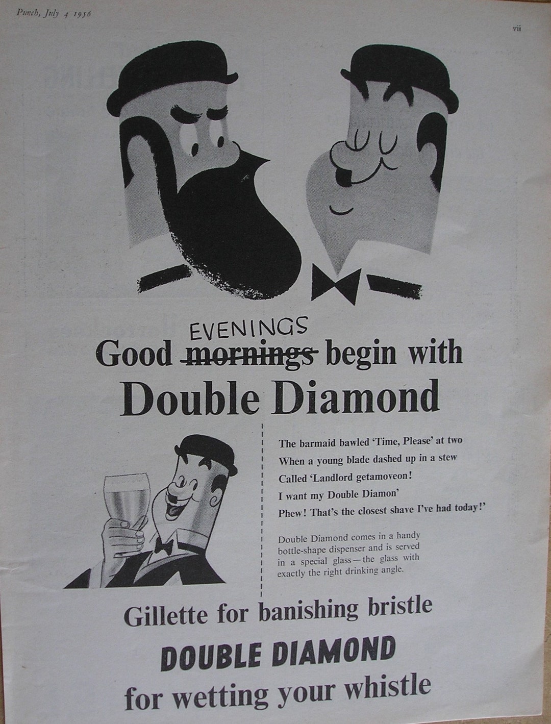 1956 DOUBLE DIAMOND BEER Magazine Advert - Etsy