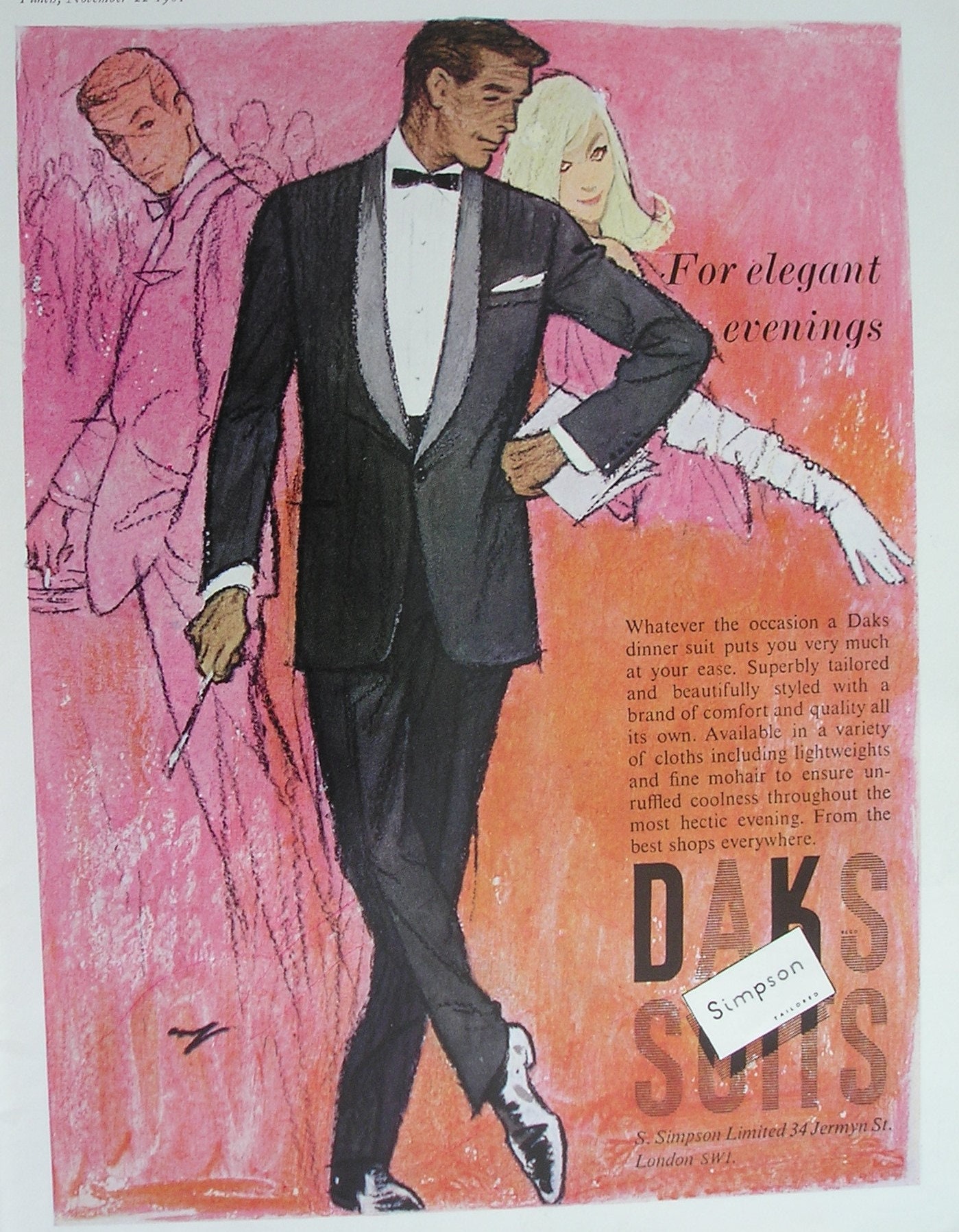 1961 DAKS DINNER SUITS Magazine Advert - Etsy