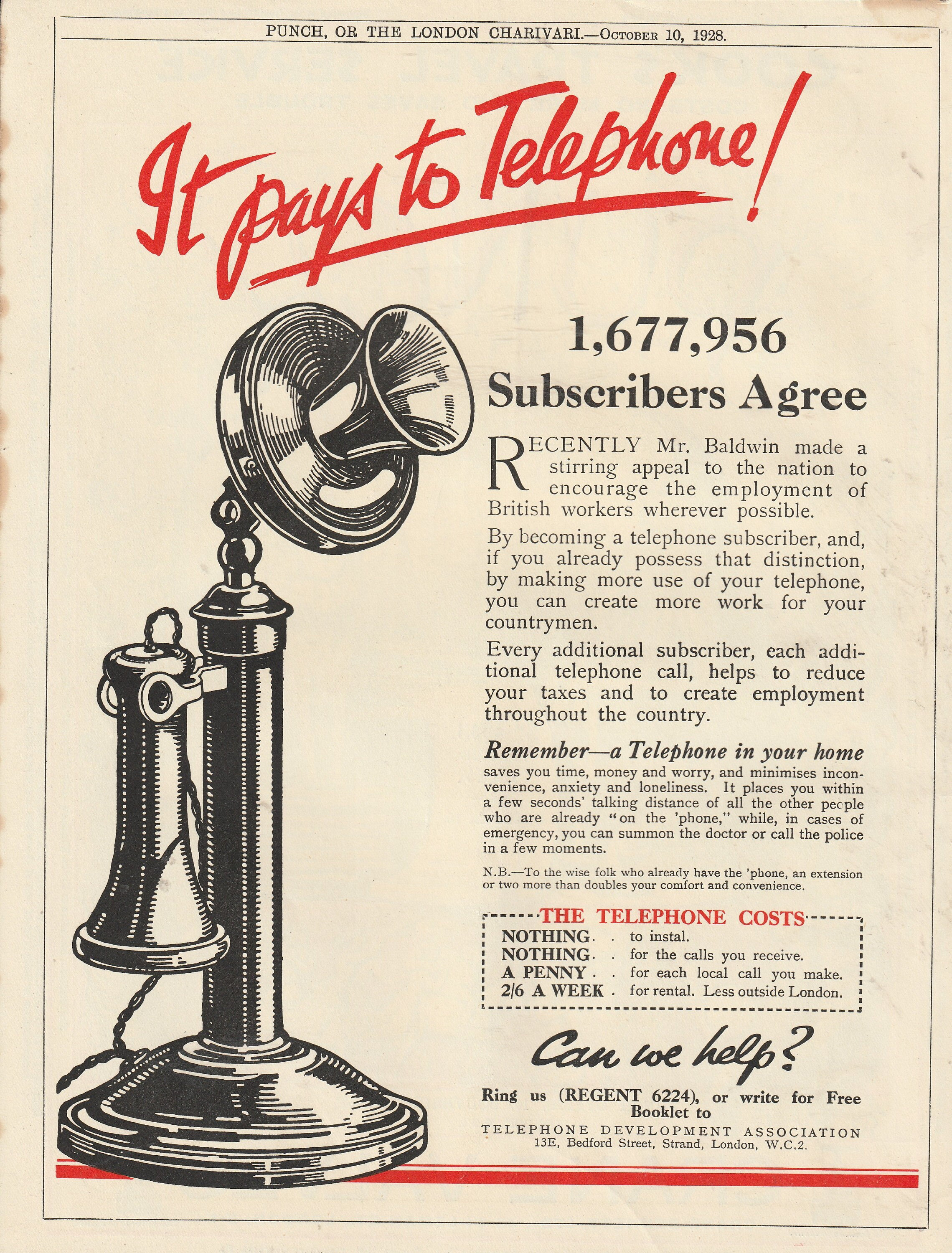 1920s Telephone Ad