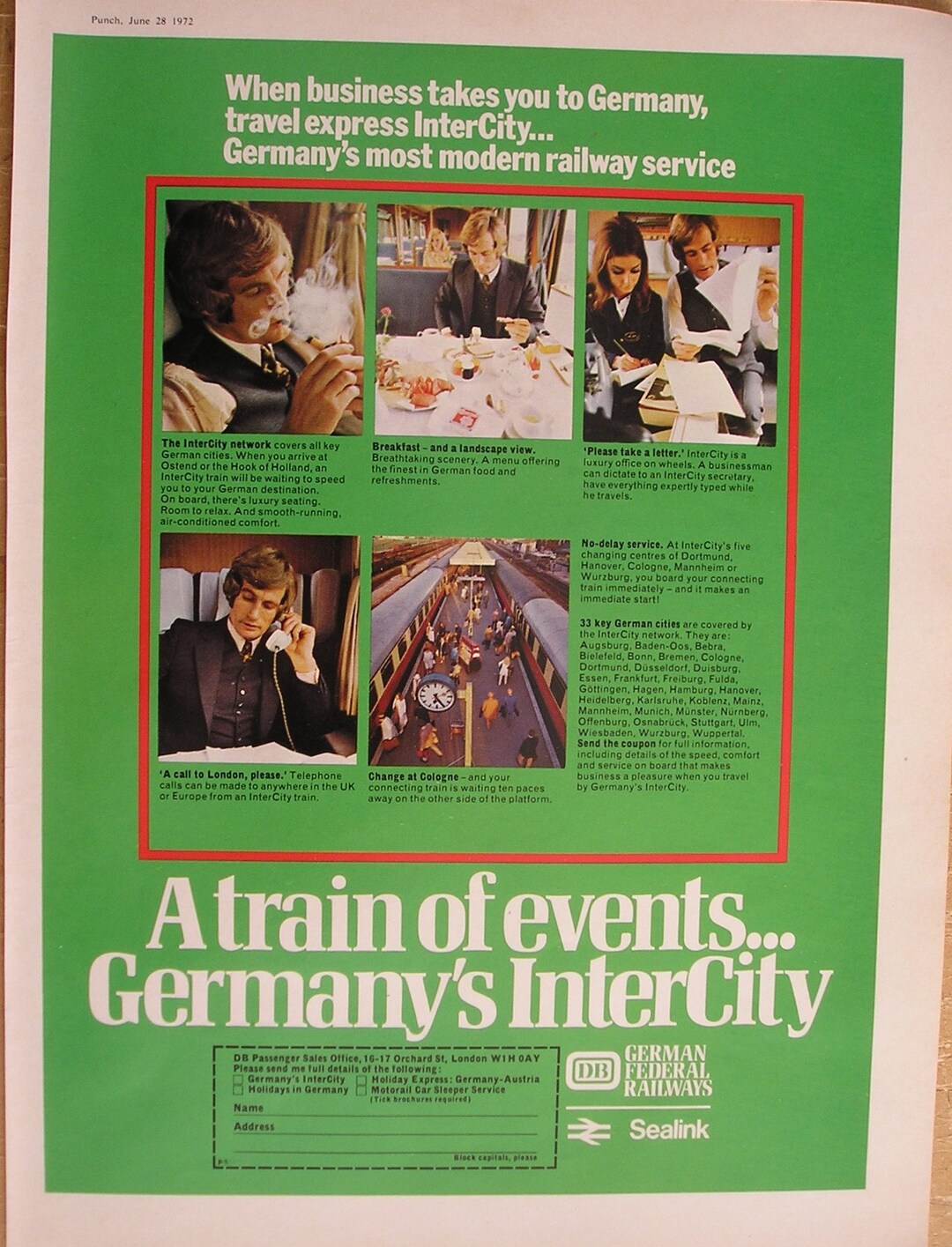 1972 GERMANY'S INTER CITY Railway Magazine Advert - Etsy