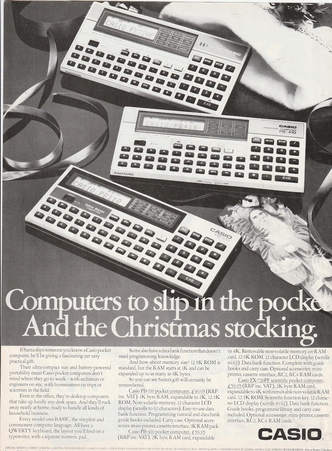 1985 CASIO POCKET COMPUTERS Magazine Advert - Etsy
