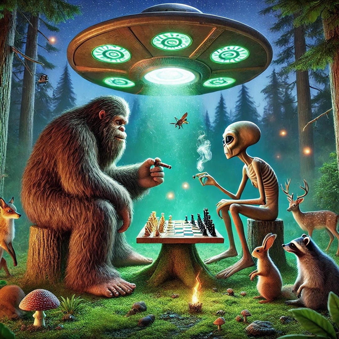 Sasquatch and Alien Playing Chess - Digital Download - Etsy