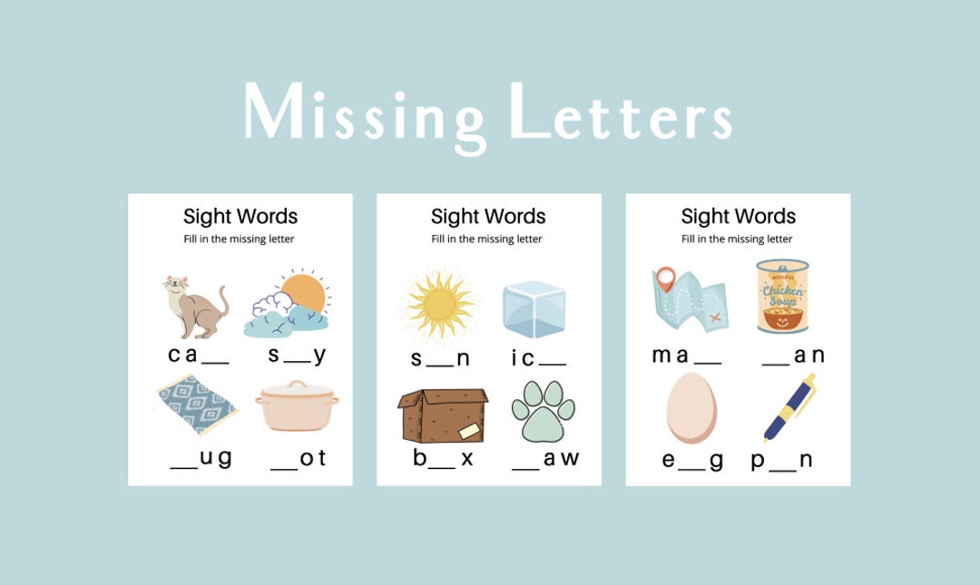 Kindergarten Missing Letters, Sight Words, Spelling at Home Learning ...