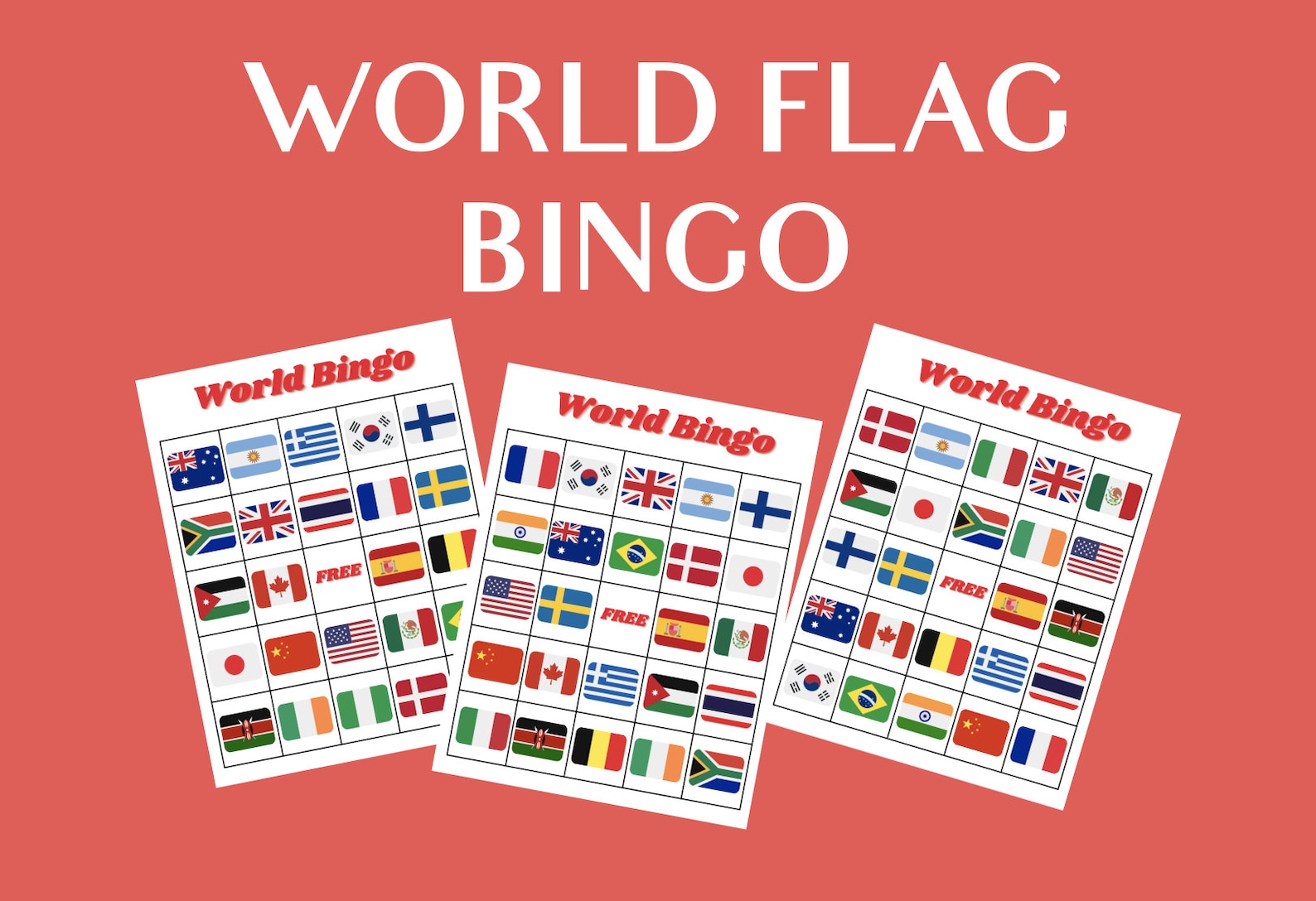 WORLD FLAG BINGO Printable Great for Classroom - Etsy