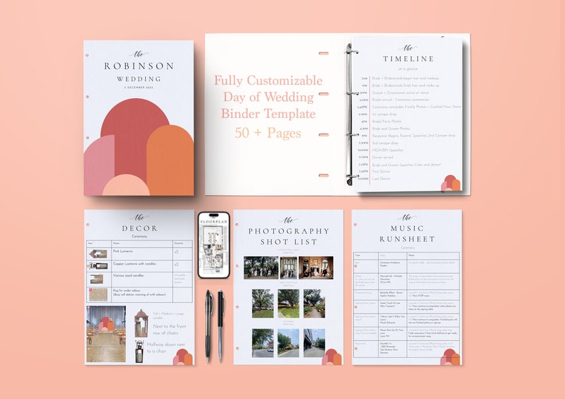 Day of Wedding Binder Template 50 Pages Fully - Etsy