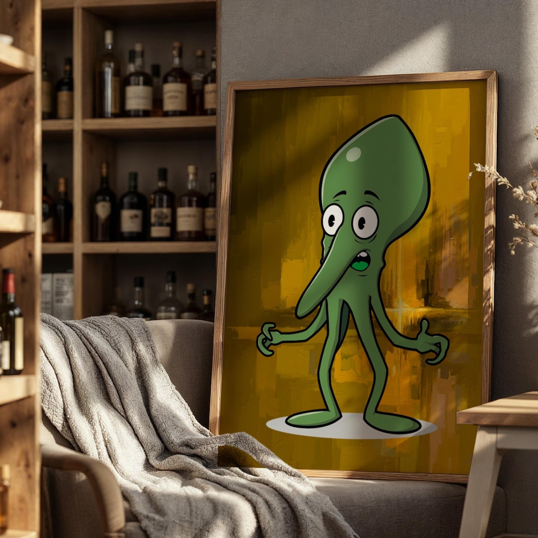Funny Abstract Wall Art Squidward Canvas Poster, Bold Brush Large ...