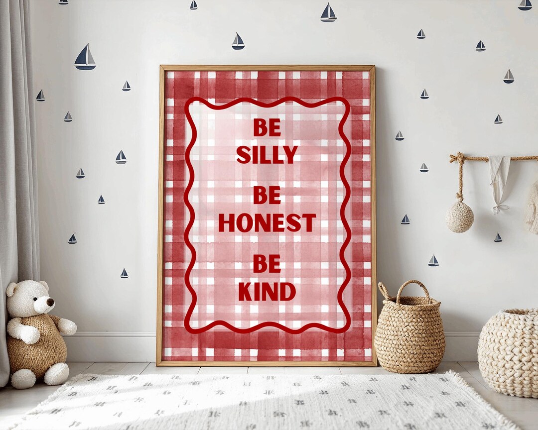 Be Silly Be Honest Retro Canvas Print, Vintage Quote Wall Art for Kids ...