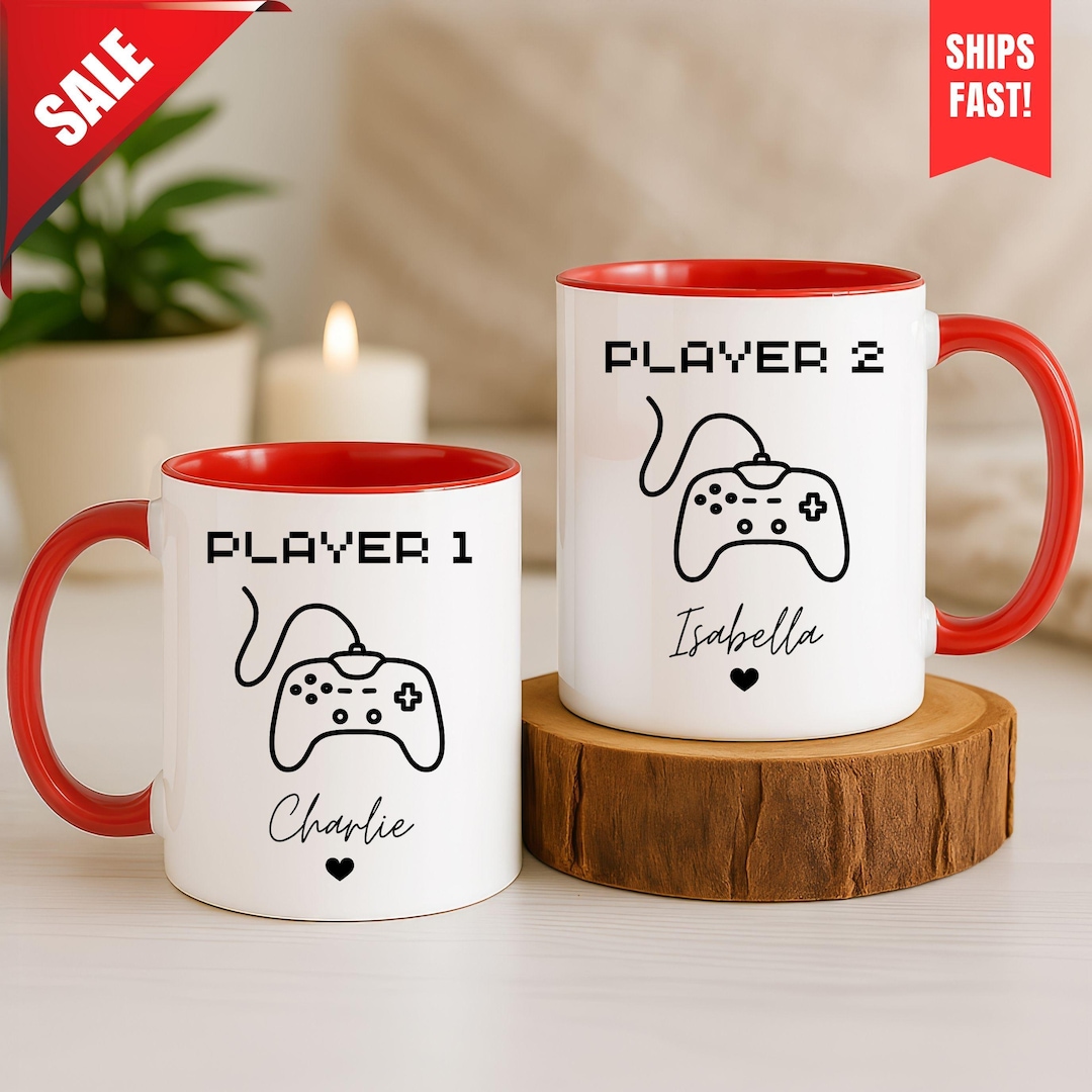 Custom Gamer Coffee Mug: Cute Gaming Couple Design Gamer Couple Mug ...