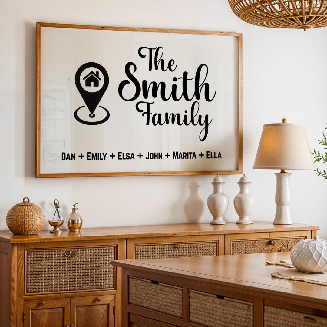 Personalized Family Name Canvas, Custom Framed Wall Art Sign, Last ...