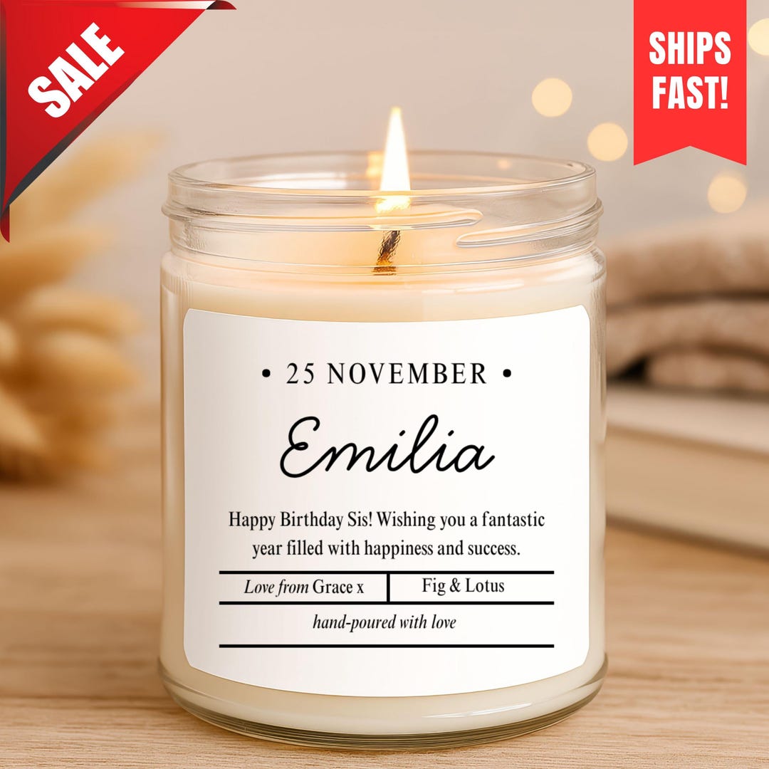 Personalized Birthday Candle, Custom Name Candle With Date, Elegant ...