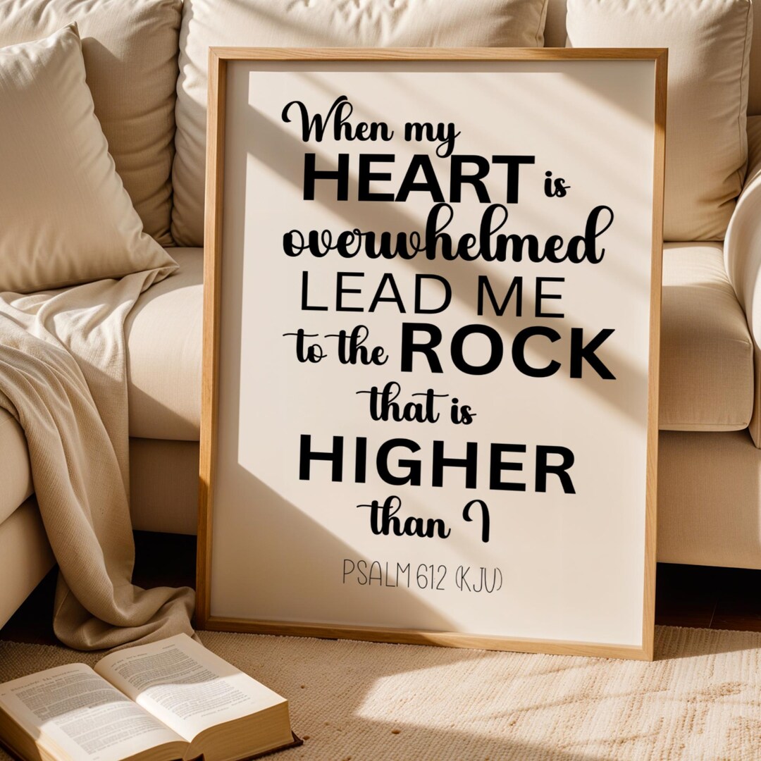 Christian Framed Wall Art Psalm 61:2 KJV Bible Verse Kitchen Print ...