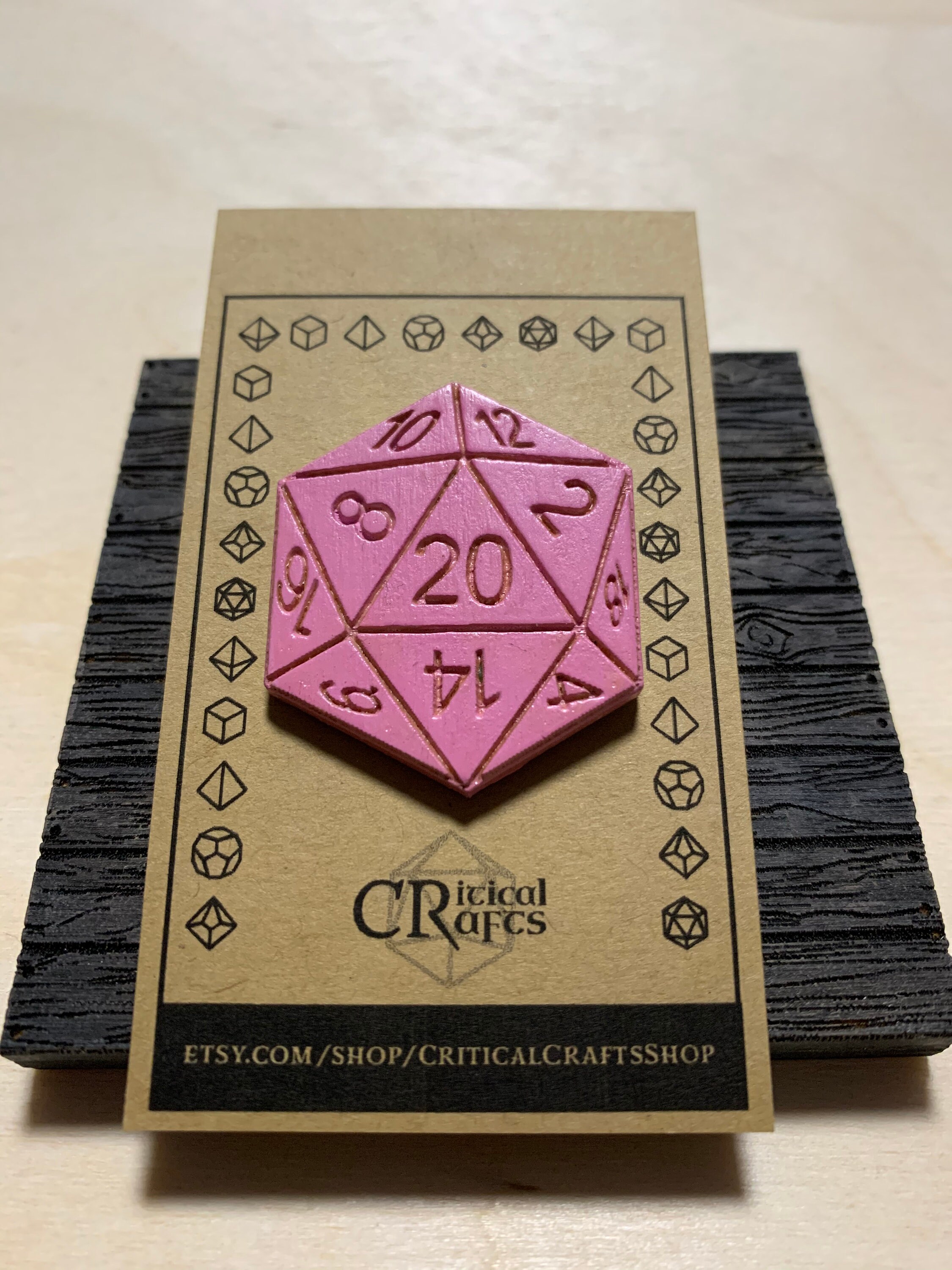 Large Hand Painted Laser Engraved D20 Wooden Pin | Etsy