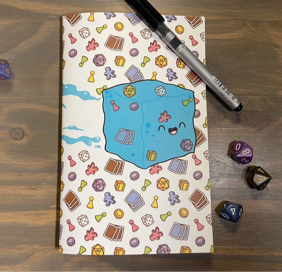 Gelatinous Cube Notebook, 8.5”x5” Notebook, Blank Page Staple Saddle ...