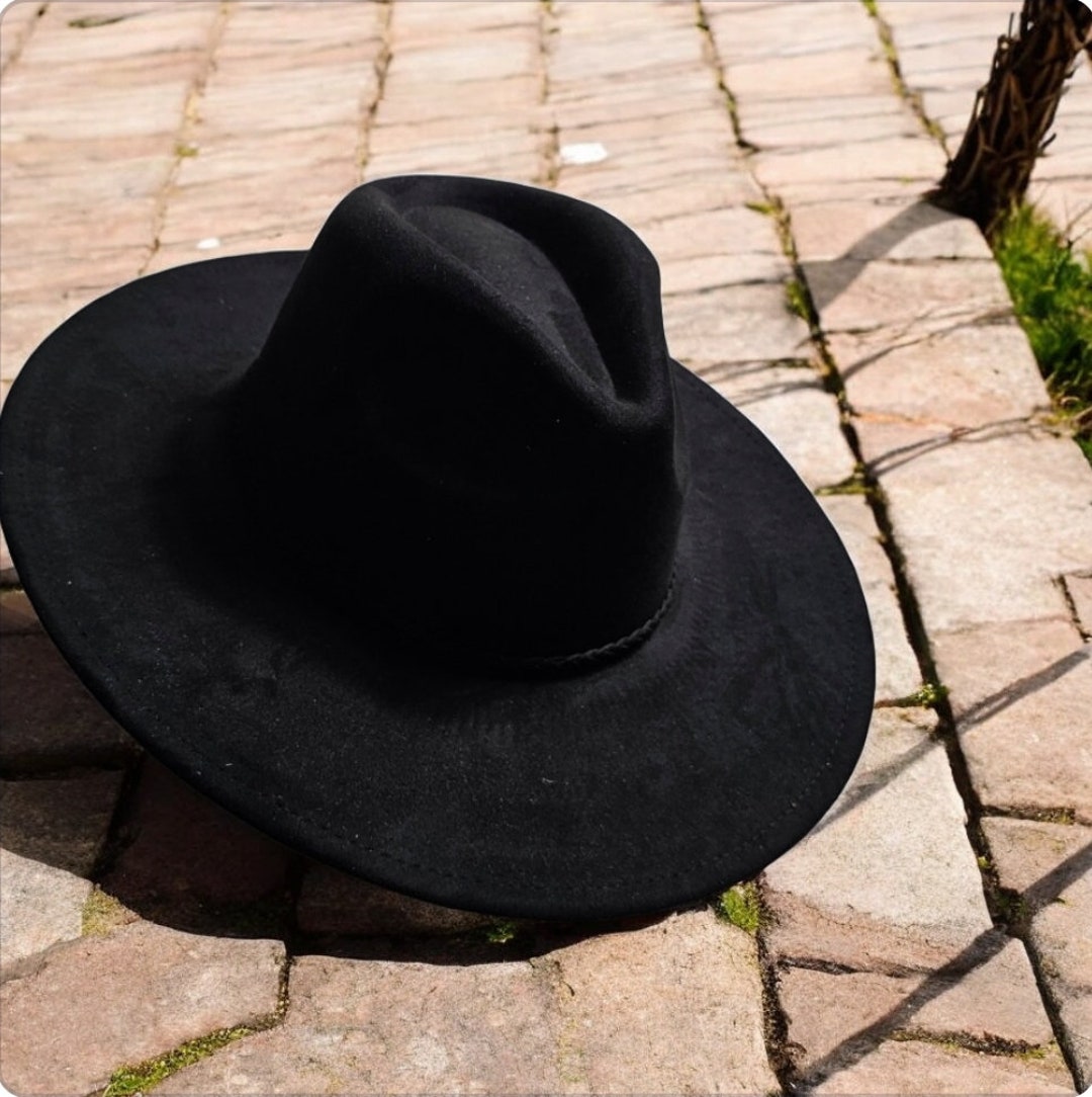 Large Brim Fedora Black - Etsy