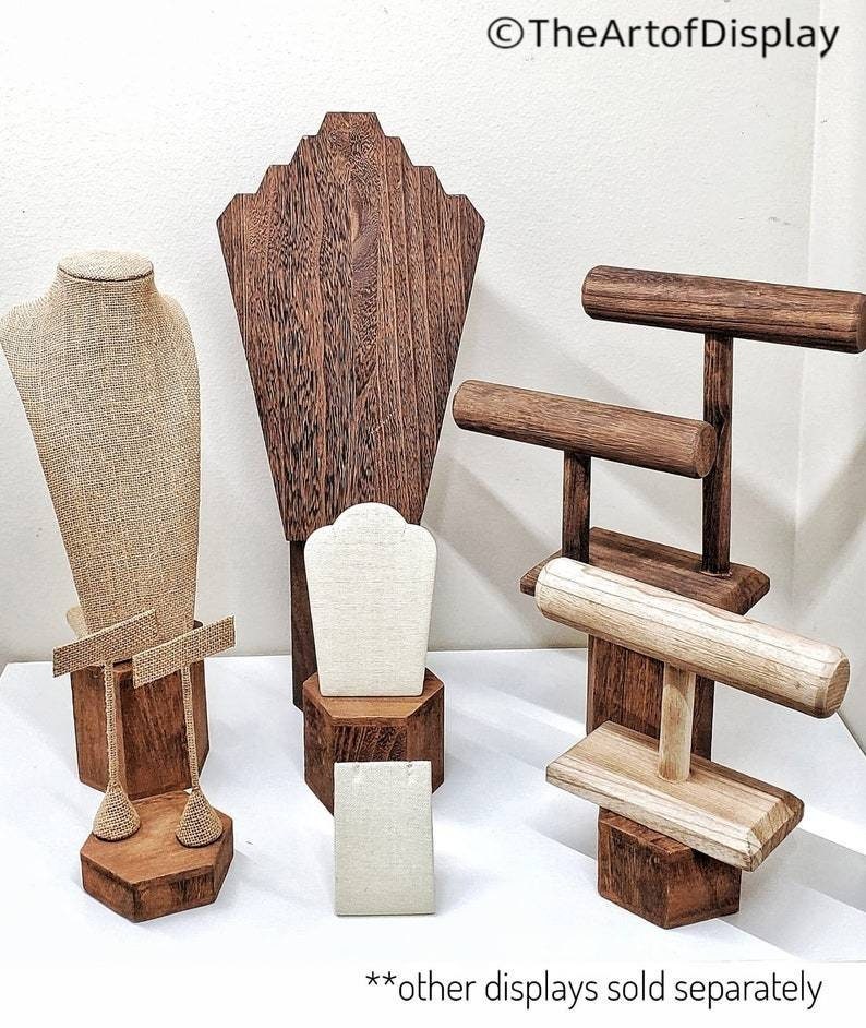 Set of 6 Large Brown Wooden Risers Block Natural Wood, Jewelry Pedestal ...