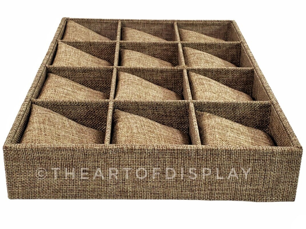 12 Pc Burlap Pillow Tray, Jewelry Display Tray, Bracelet Watch ...
