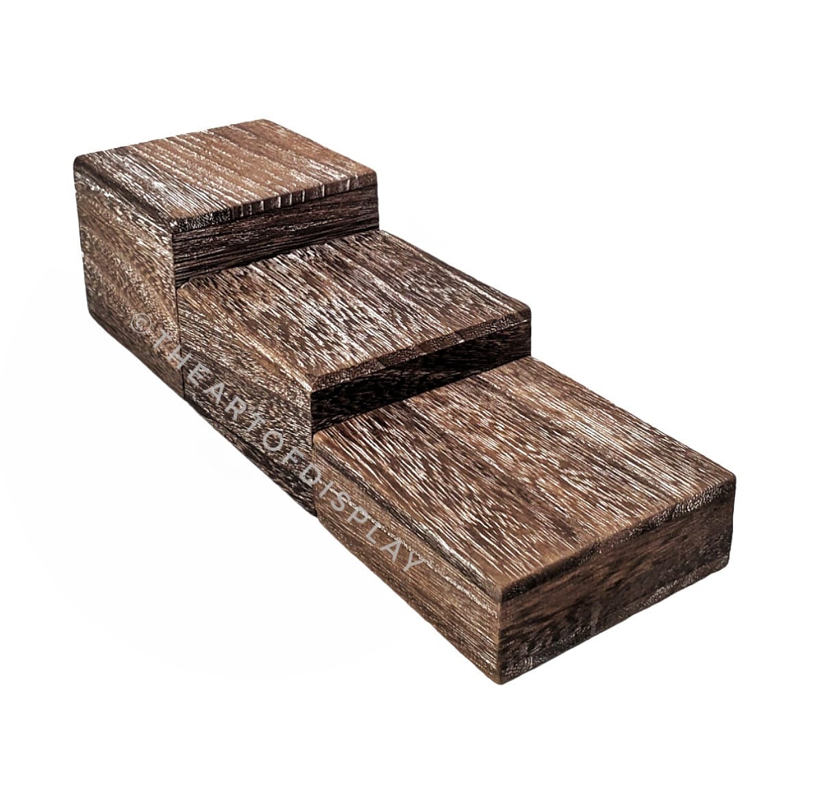 Set of 3 Dark Wooden Risers, Square Block Natural, Jewelry Pedestal ...
