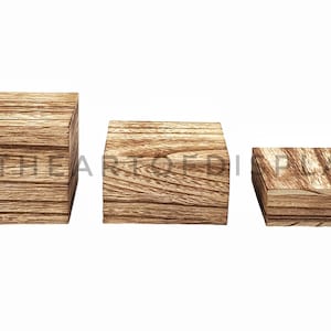Set of 3 Oak Wooden Risers, Square Block Natural, Jewelry Pedestal ...