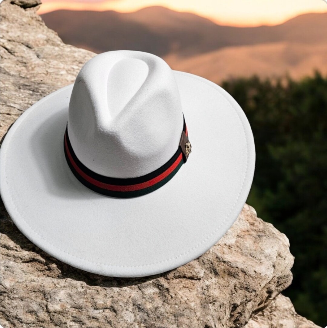 White Large Brim Fedora - Etsy