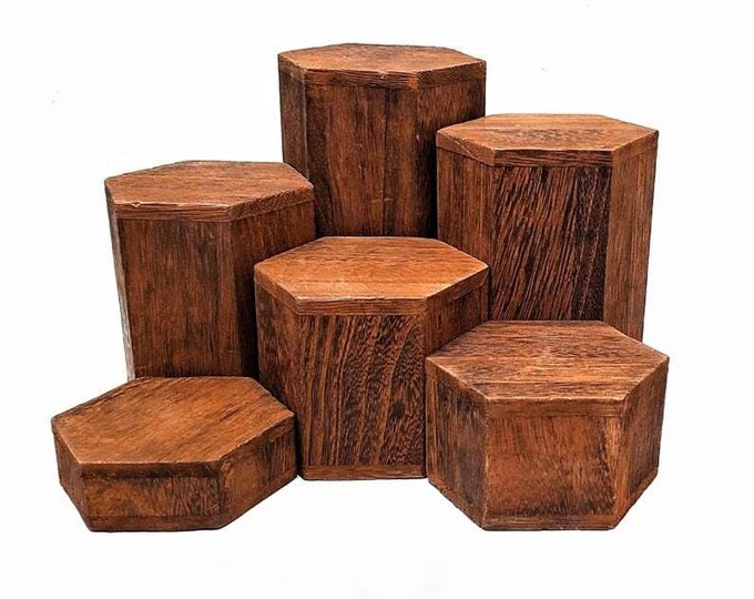 Set of 6 Large Brown Wooden Risers Block Natural Wood Jewelry - Etsy