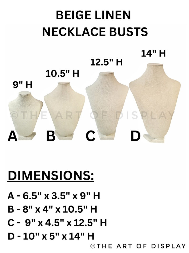 Beige Linen Bust Display, Ivory Display, Large Necklace Display, Beige ...