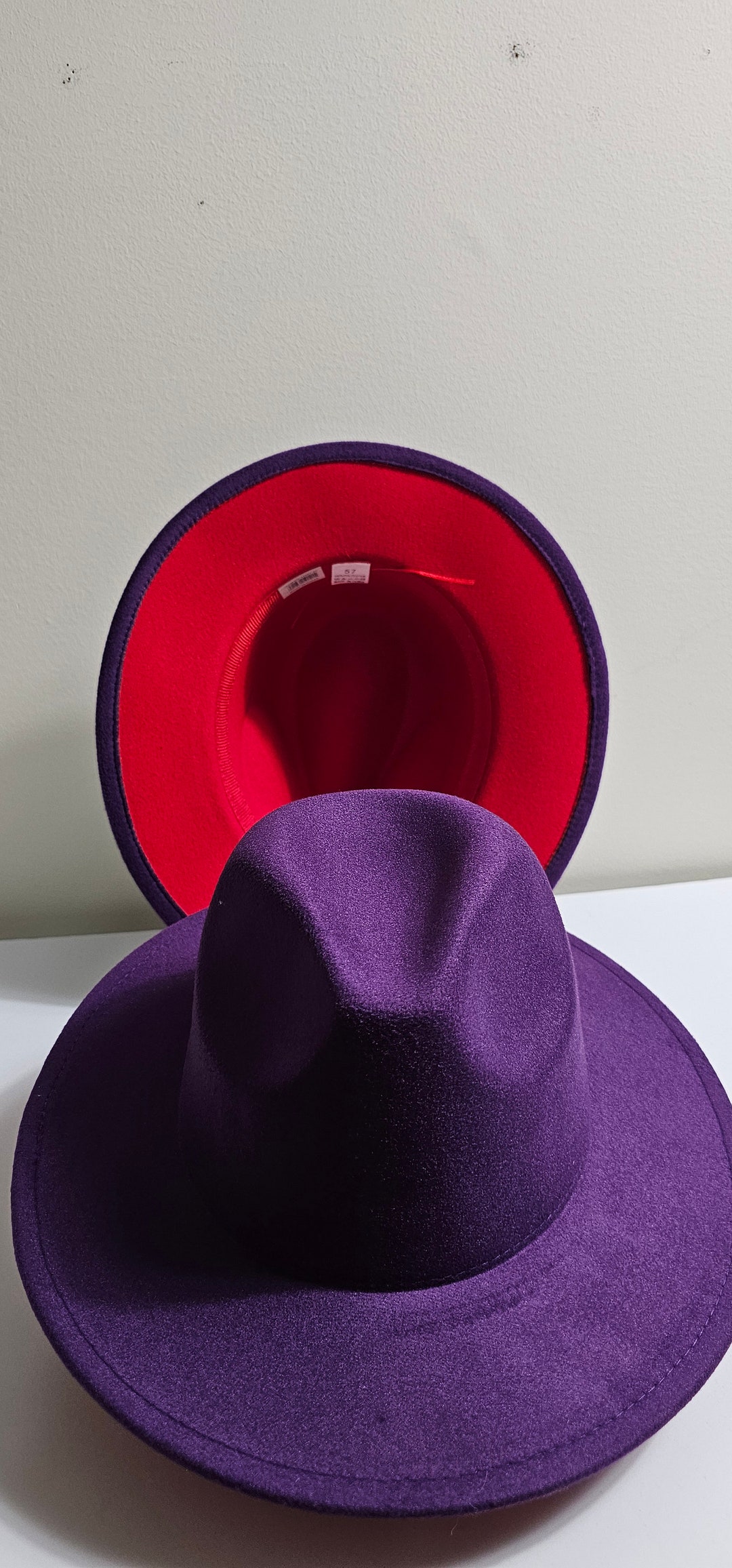 Fedora Hat, Red Purple Hat - Etsy