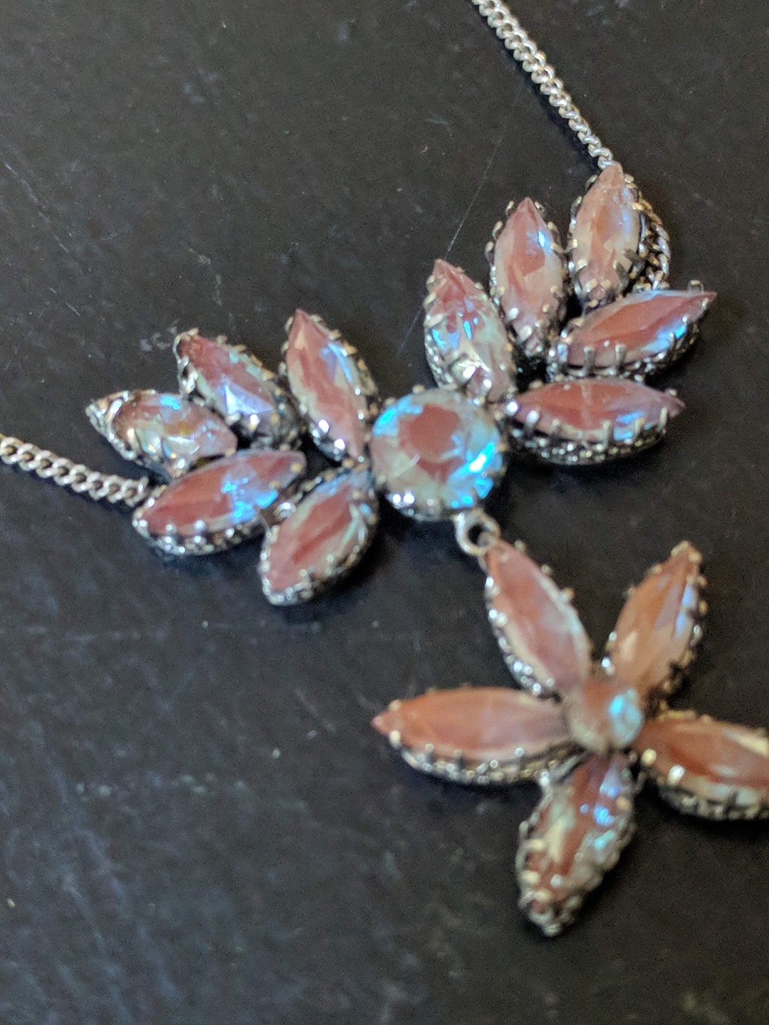 X Old Jewel: Metal Navette SAPHIRET Necklace / Choker Necklace 19th ...