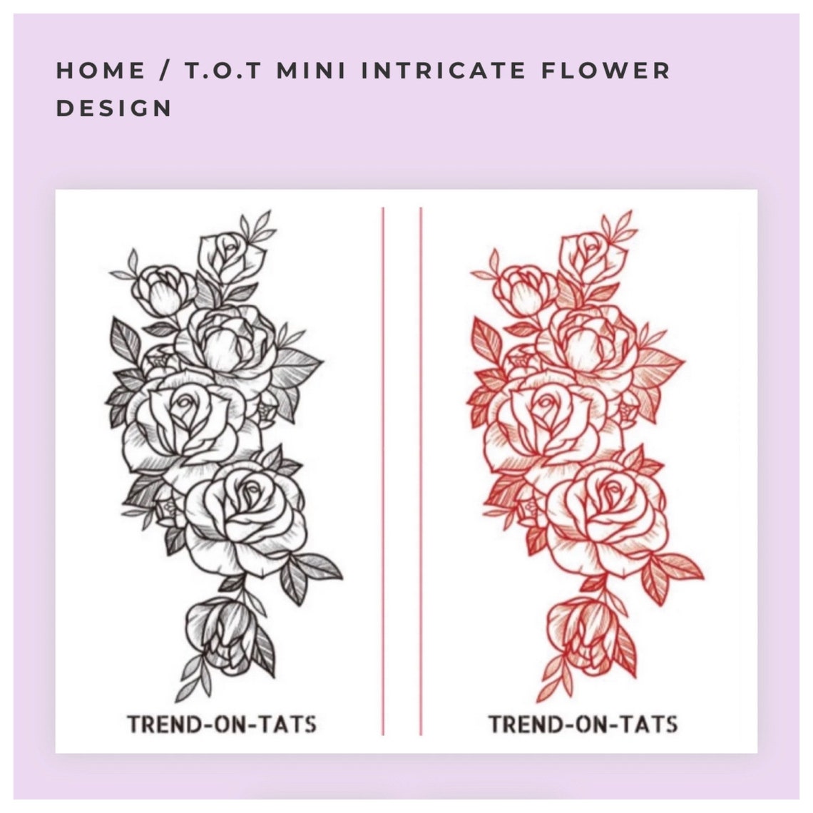 Flower design temporary tattoo | Etsy