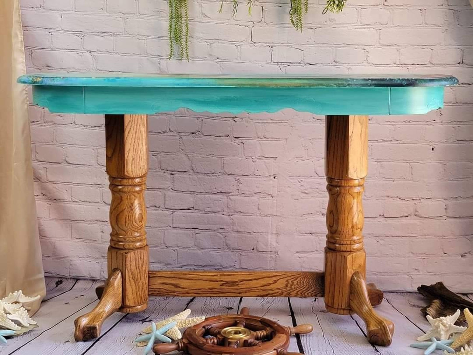 A Mermaid's Tale Sofa Table Hand Painted Octopus Fish Coral Reef ...