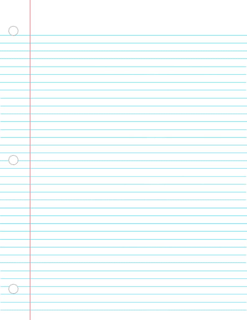 College Lined Paper (with Markings for Hole Punching) - Etsy