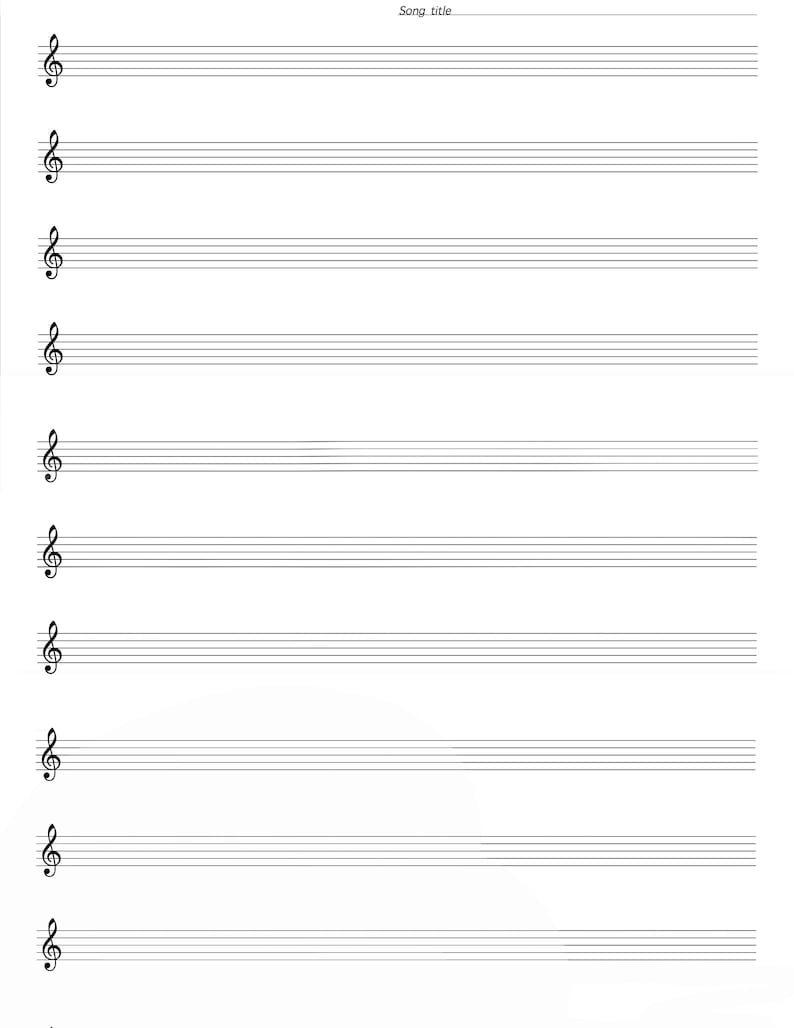 10 Stanza Sheet Music Refill With Treble Clef - Etsy