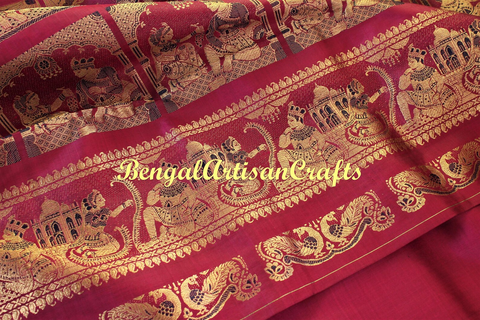 Authentic Bengal Baluchari Silk Saree | Katan Banarasi Silk Saree ...
