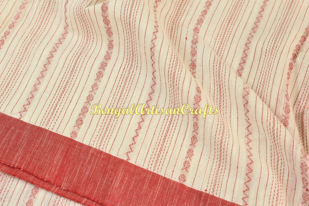 Red and White Saree Fish Motif Jamdani Saree Dhakai Jamdani Saree ...