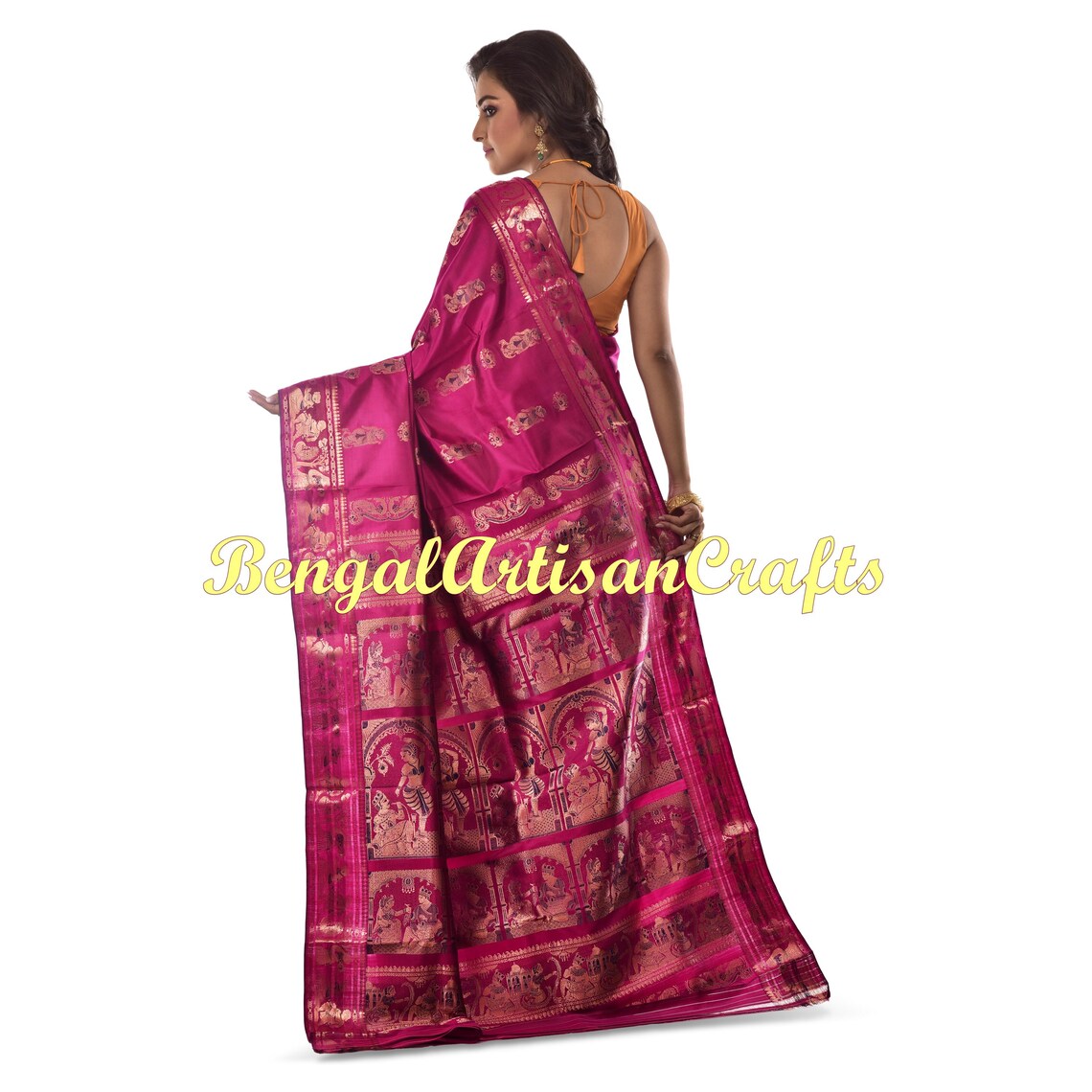 Authentic Bengal Baluchari Silk Saree | Katan Banarasi Silk Saree ...