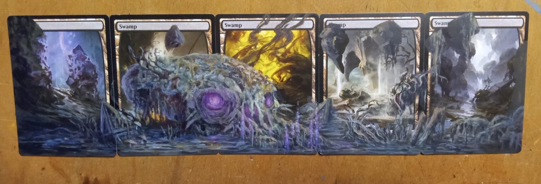 Mtg BFZ Swamp Cryptid Grave 5-card Panorama Magic Altered Hand Painted ...