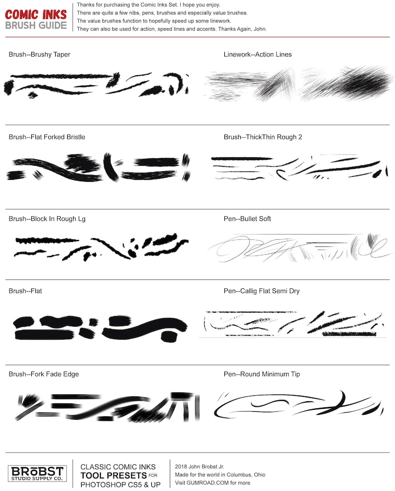 Comic Ink Brush Tool Presets for Photoshop CS5 + (CC) - Etsy